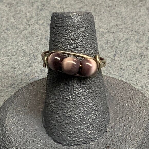 Vintage | Jewelry | Vintage Triple Moonstone Ring Size 5 Bead Purple ...